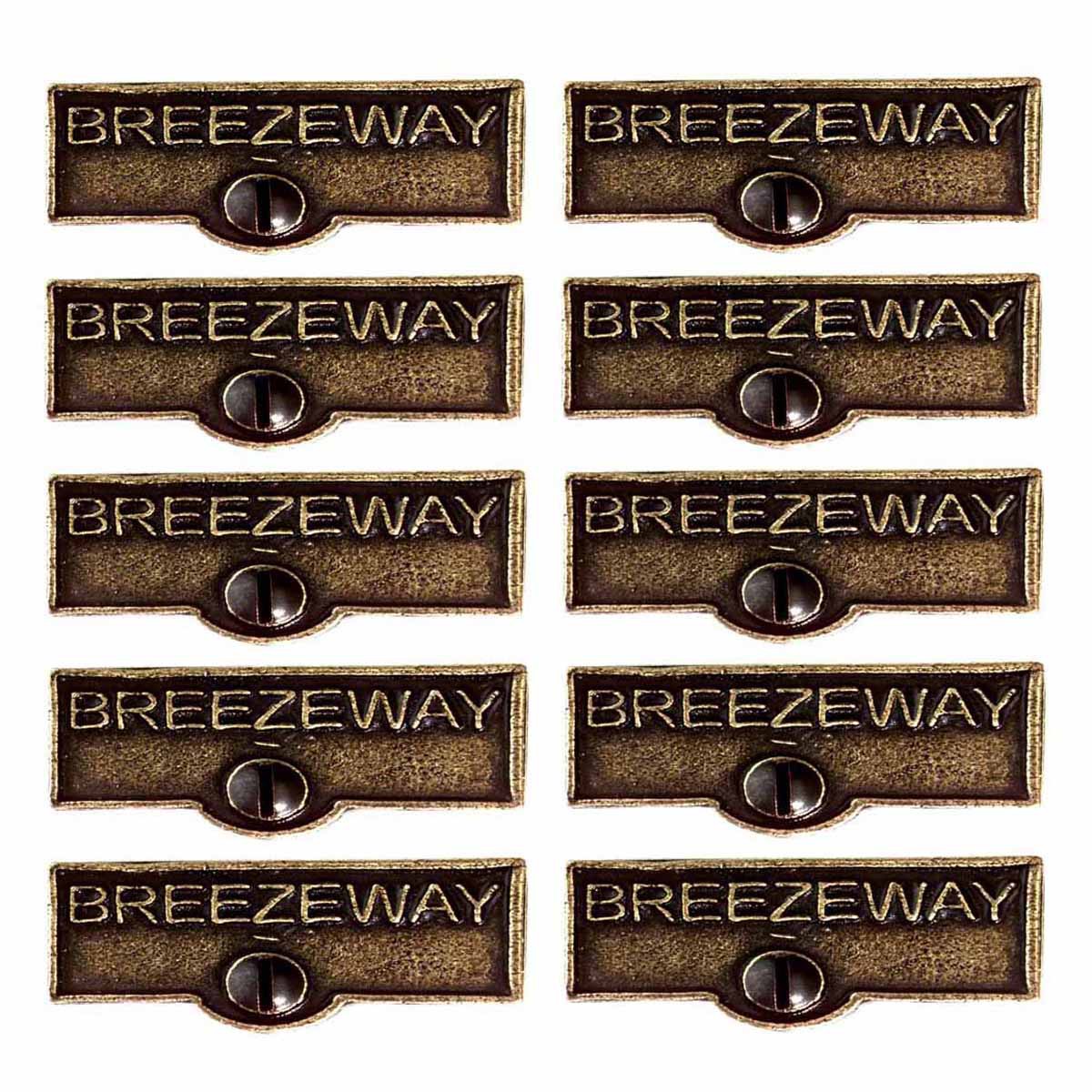 10 Switch Plate Tags BREEZEWAY Name Signs Labels Cast Brass Traditional ...
