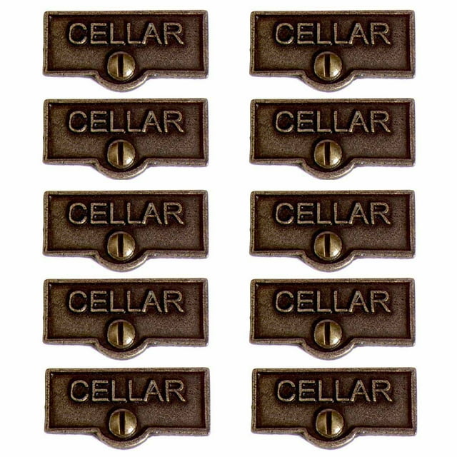 10 Switch Plate Tags CELLAR Name Signs Labels Cast Brass Traditional ...