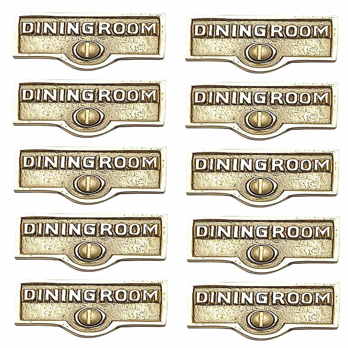10 Switch Plate Tags DINGING ROOM Name Signs Labels Brass Traditional ...
