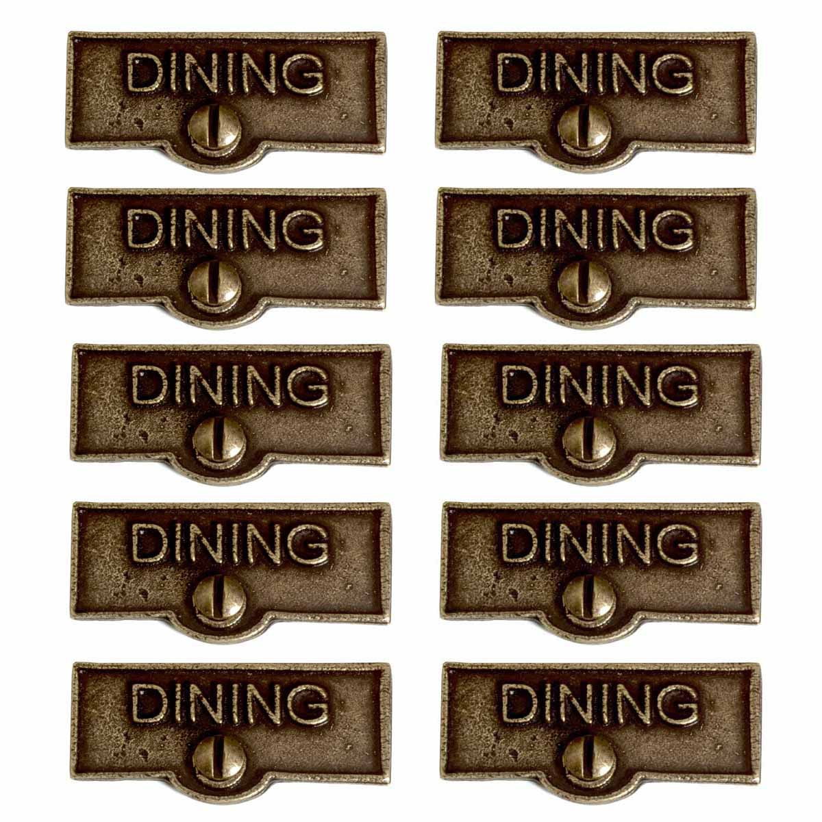 10 Switch Plate Tags DINING Name Signs Labels Cast Brass Traditional ...