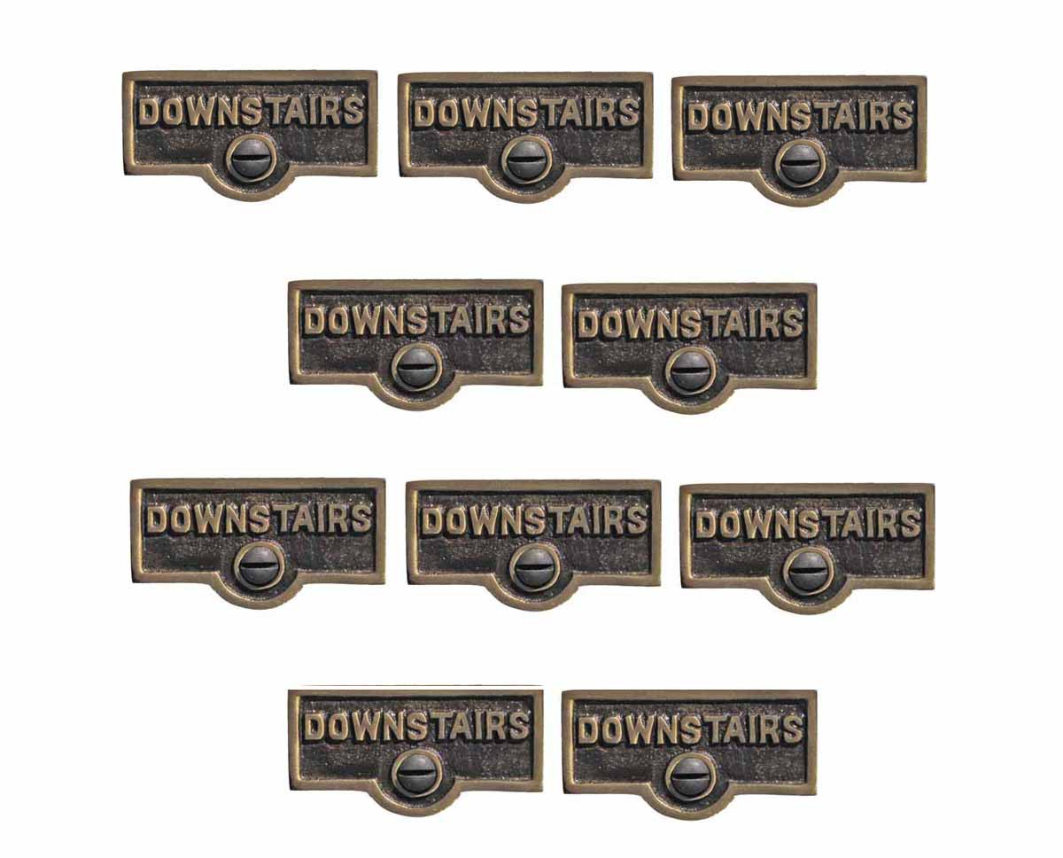 10 Switch Plate Tags DOWNSTAIRS Name Signs Labels Cast Brass ...