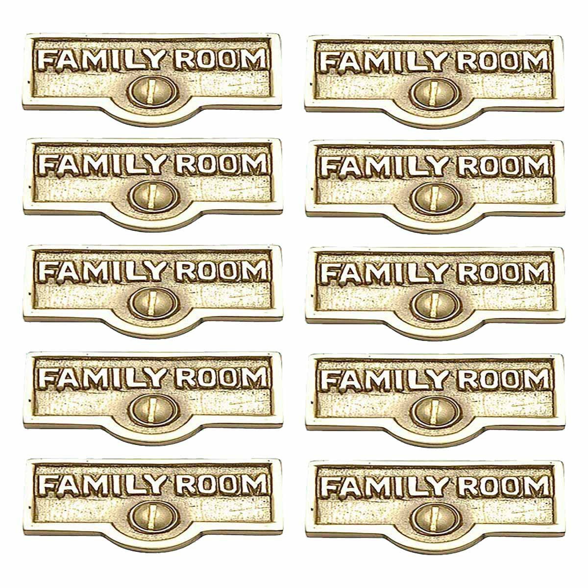 10 Switch Plate Tags FAMILY ROOM Name Signs Labels Brass Traditional ...