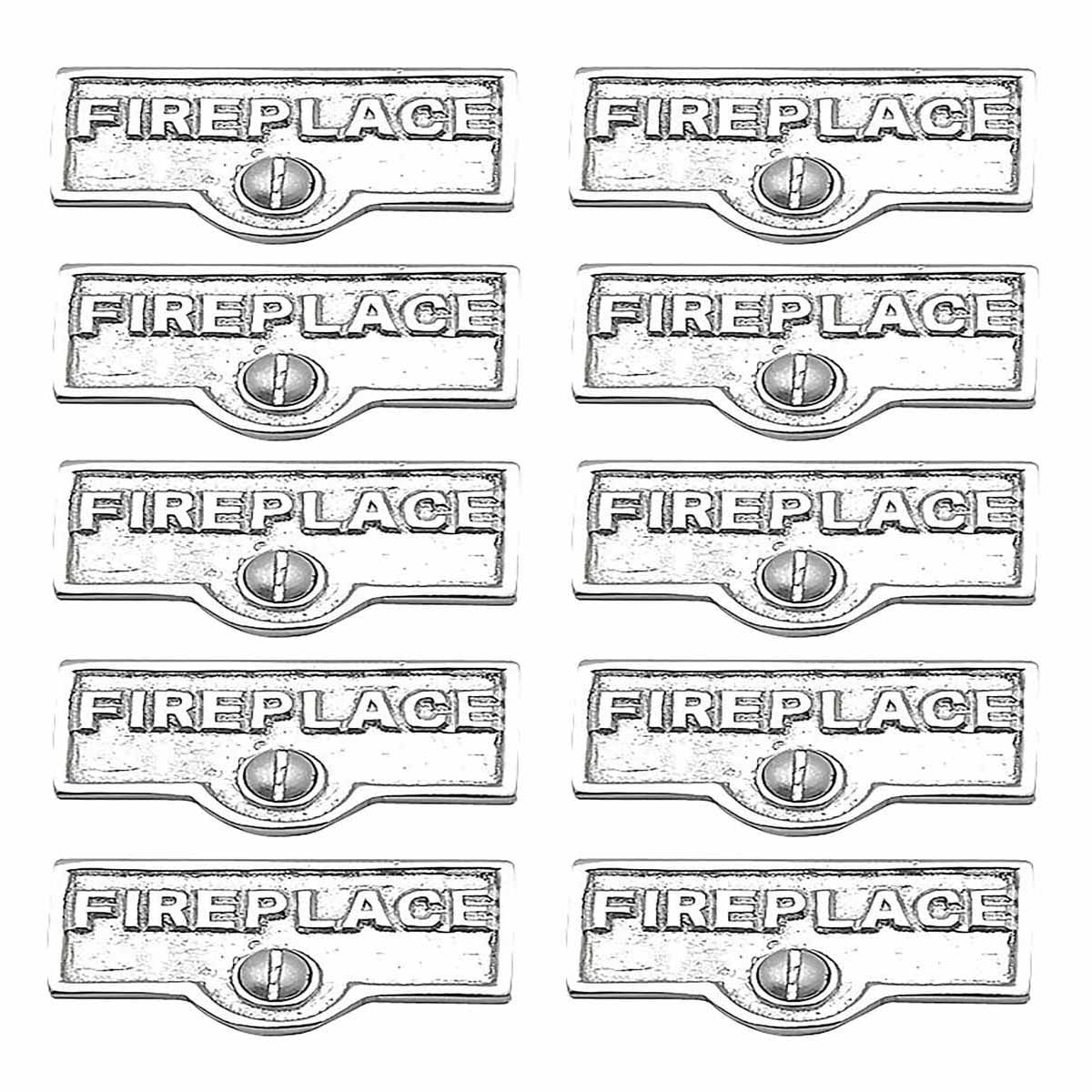 10 Switch Plate Tags FIREPLACE Name Signs Labels Chrome Brass ...