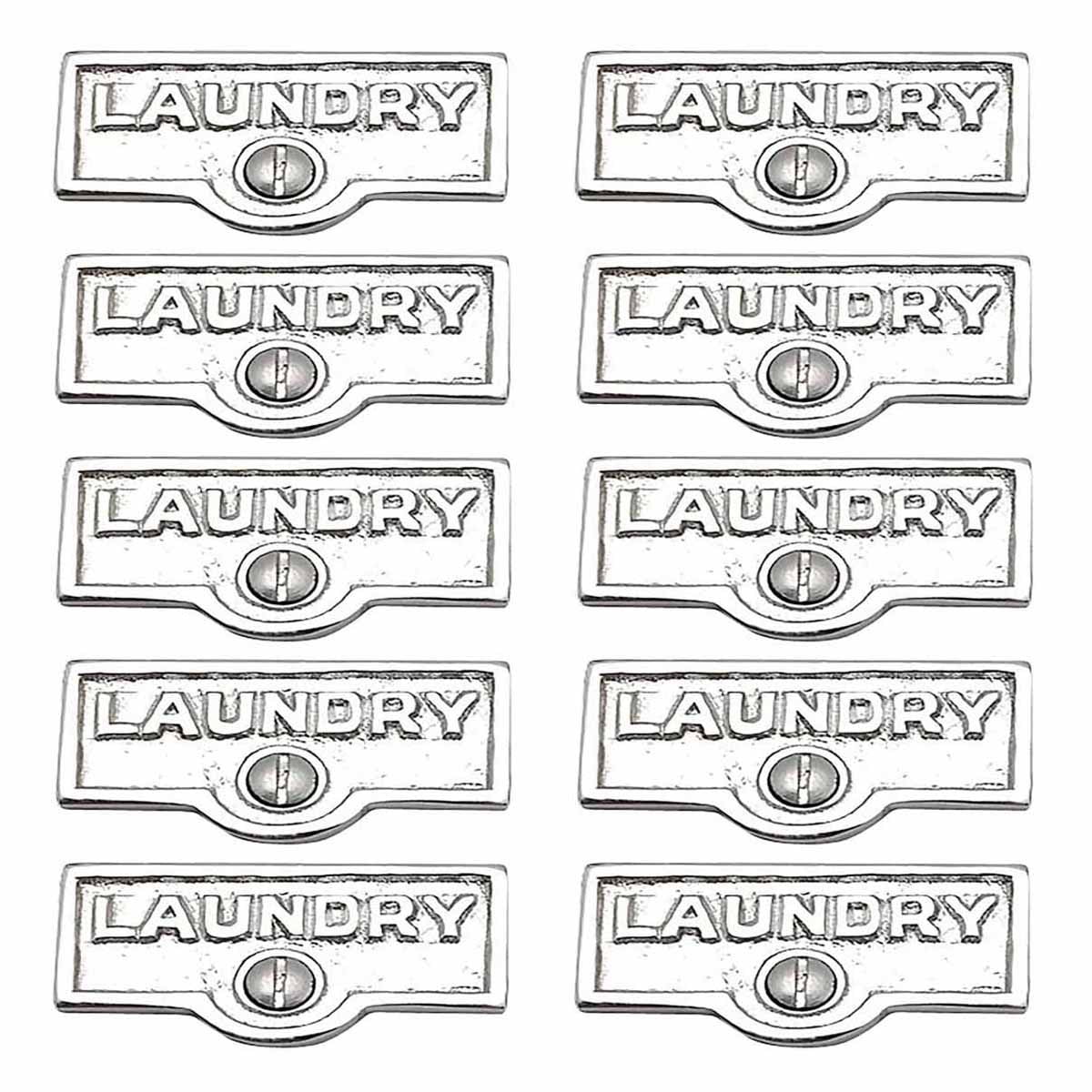 10 Switch Plate Tags LAUNDRY Name Signs Labels Chrome Brass Traditional ...