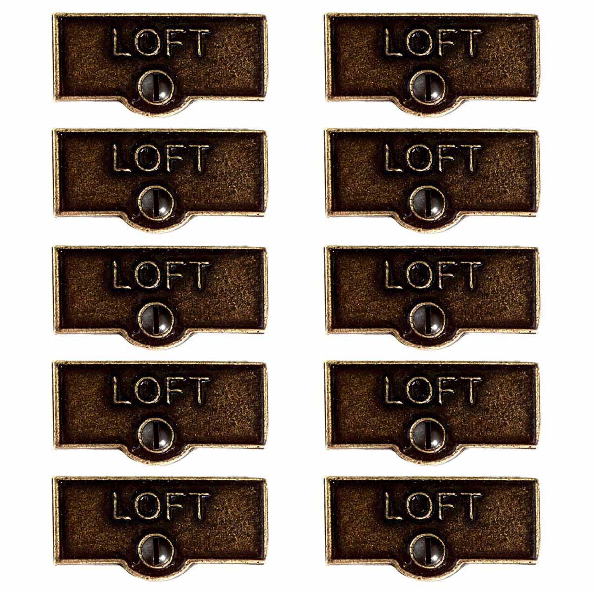 10 Switch Plate Tags LOFT Name Signs Labels Cast Brass Traditional ...