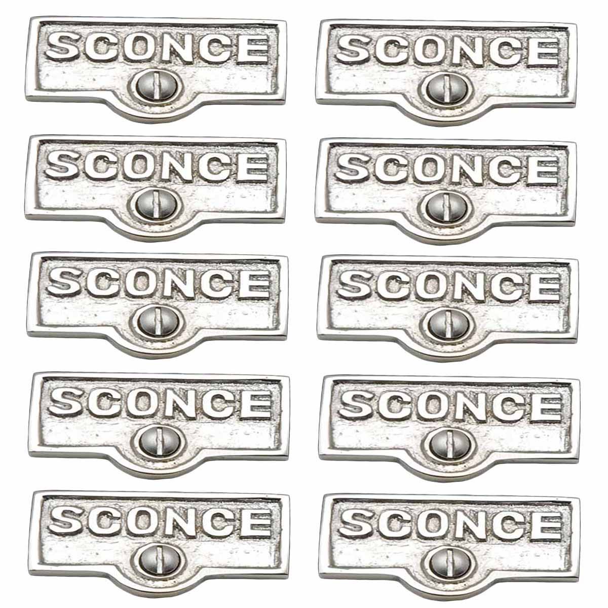 10 Switch Plate Tags SCONCE Name Signs Labels Chrome Brass Traditional ...