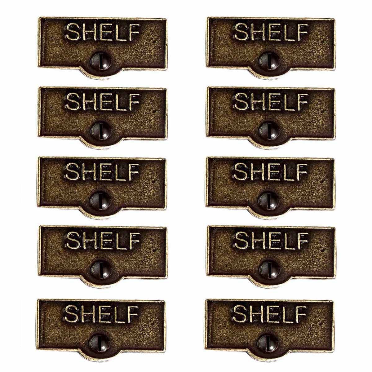 10 Switch Plate Tags SHELF Name Signs Labels Cast Brass Traditional ...