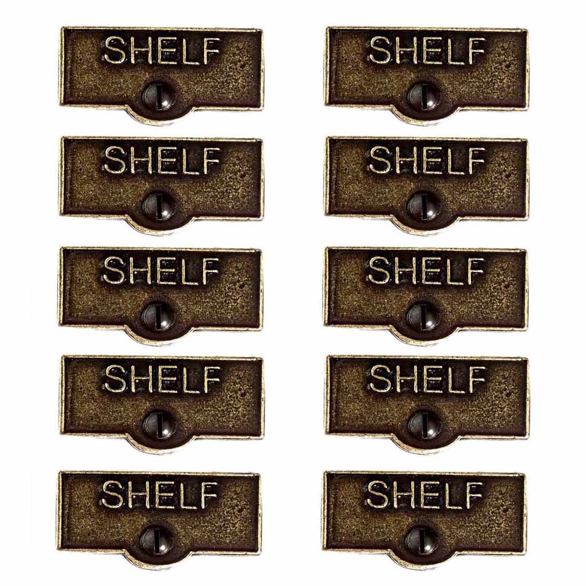 10 Switch Plate Tags SHELF Name Signs Labels Cast Brass Traditional ...