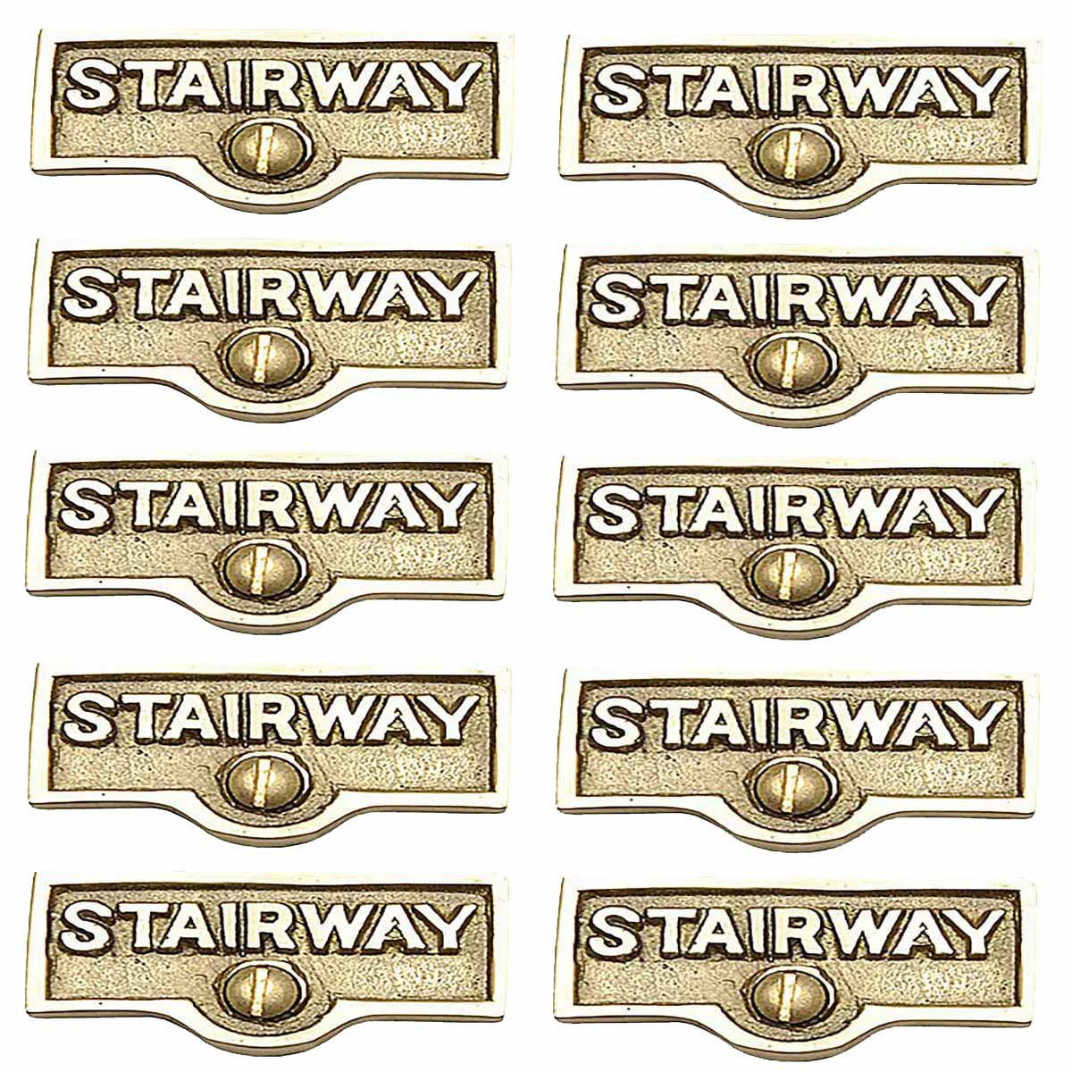 10 Switch Plate Tags STAIRWAY Name Signs Label Lacquered Brass ...