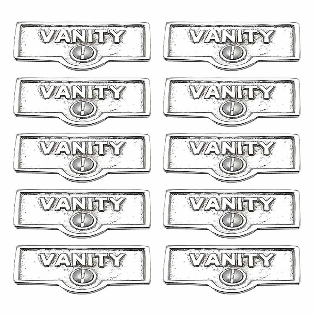 10 Switch Plate Tags VANITY Name Signs Labels Chrome Brass Traditional ...