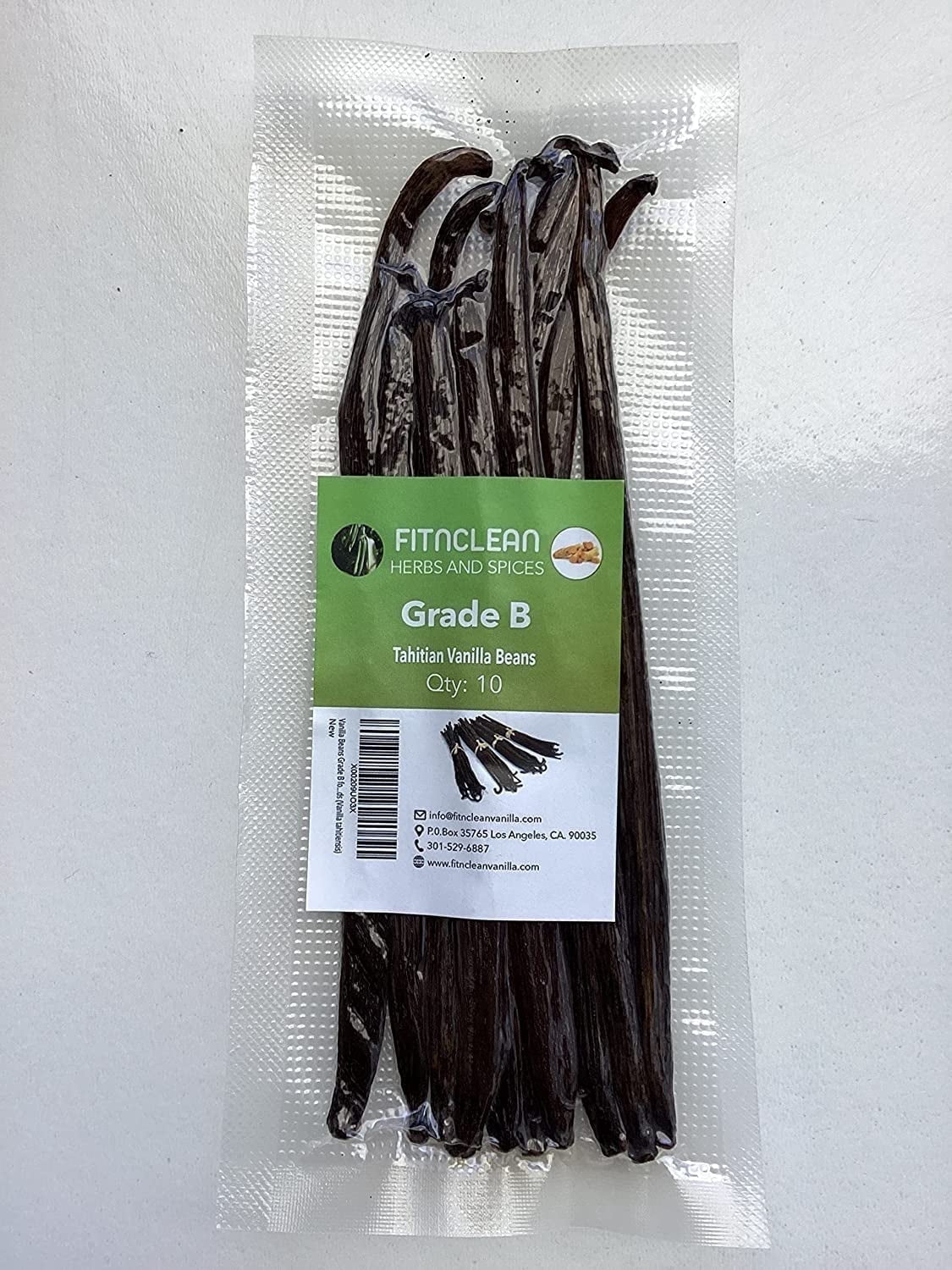"FITNCLEAN VANILLA Tahitian Vanilla Beans Grade B, 10 Count, 5.5""-7 ...
