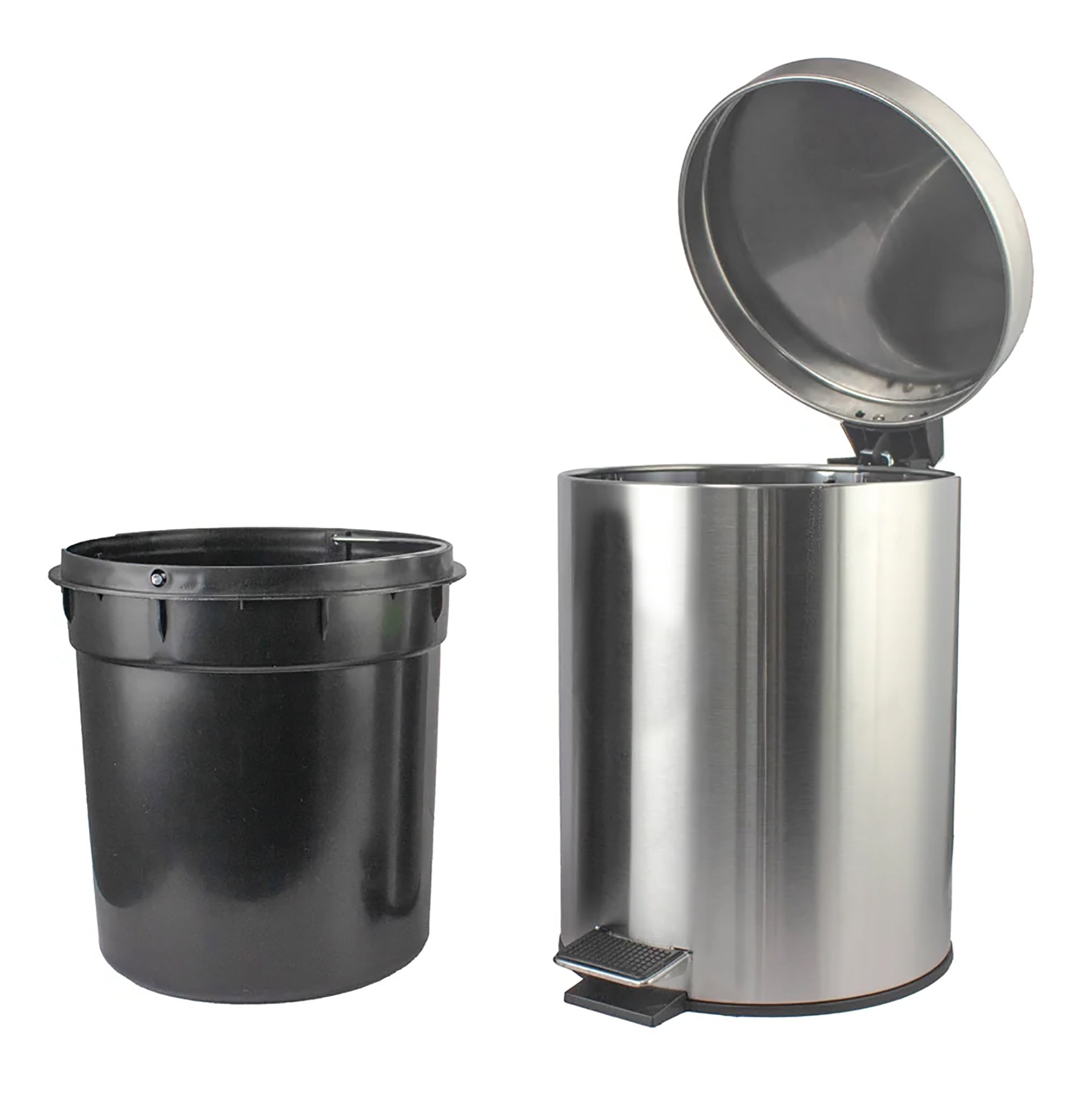 10" Tall Satin Nickel Step Garbage Can with Removable Inner Bucket ...