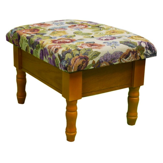 "Warm Oak Finish 10"" Tall Wooden Foot Rest Stool with Convenient ...