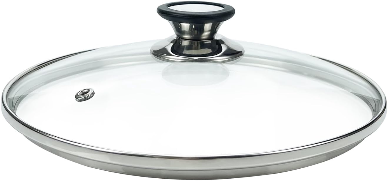 10" Tempered Glass Lid with Steam Vent Hole Universal Pan Pot Clear ...