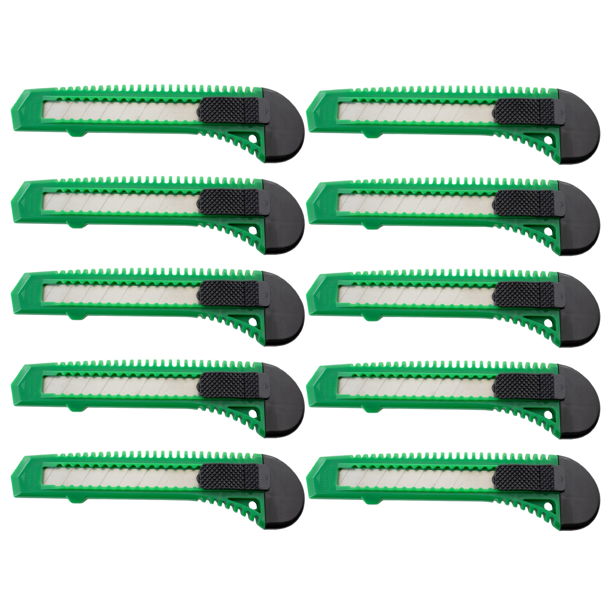 10 Ten Bulk Green Utility Knives Box Cutters Snap Off Blades - Walmart.com