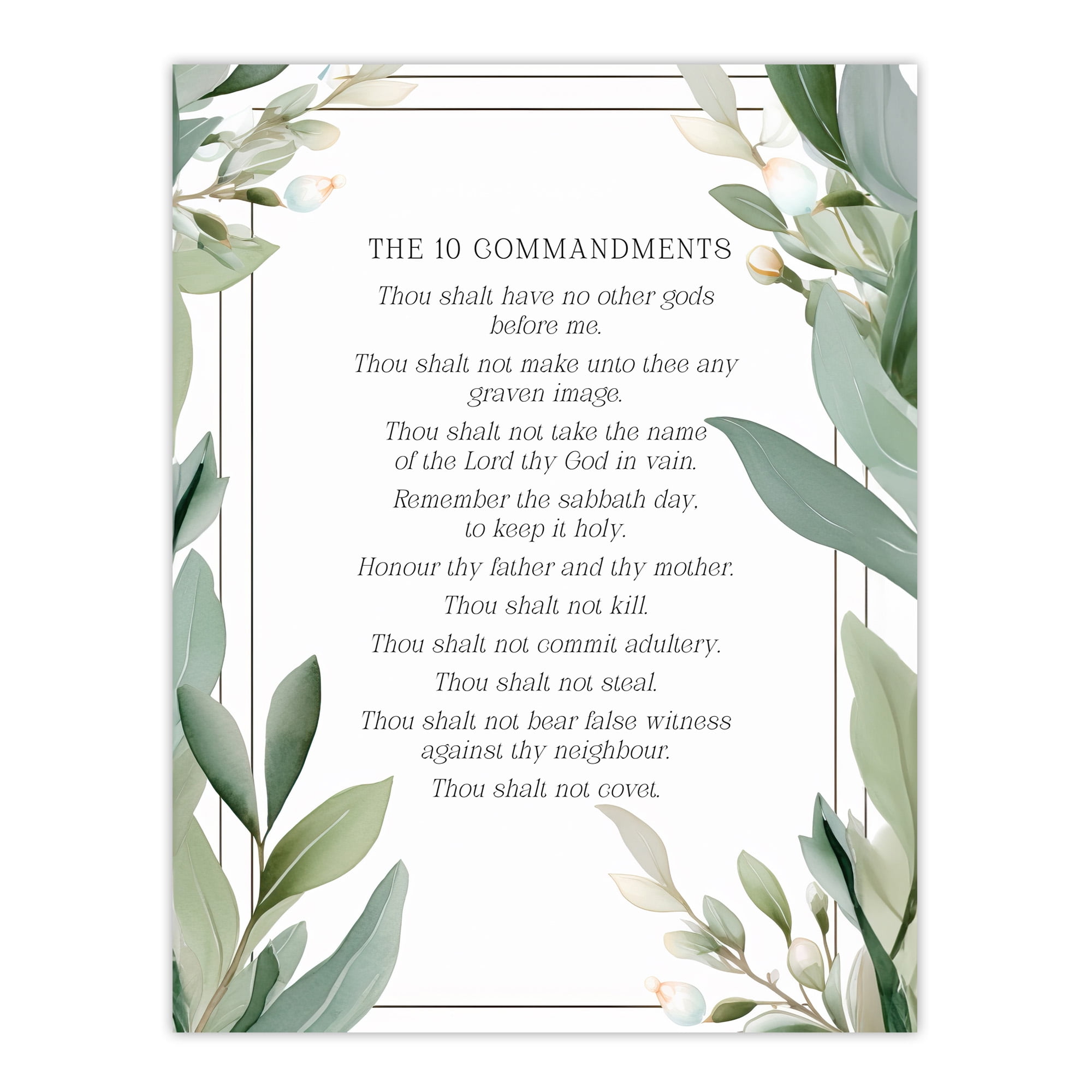 The 10 Ten Commandments Green Exodus Jesus Christ Christian Bible Faith ...
