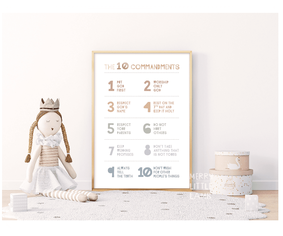 10 Ten Commandments2 Art Prints Kids Scripture Poster Christian ...
