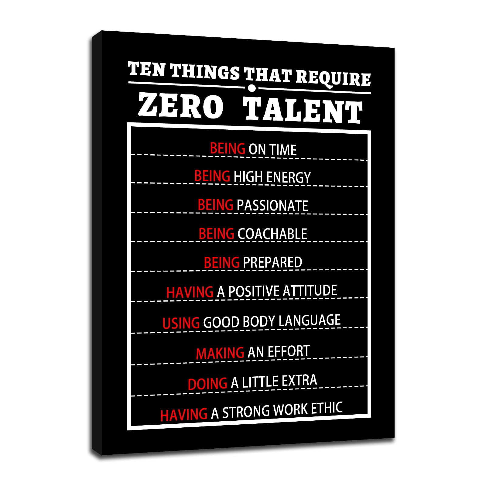 10 Things That Require Zero Talent 30"L x 40"W Canvas Art Print Wall ...