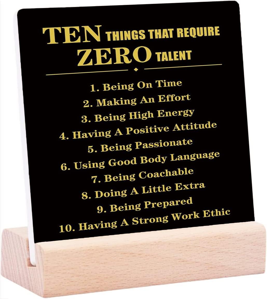 10 Things That Require Zero Talent Motivational Desk Plaque Office ...