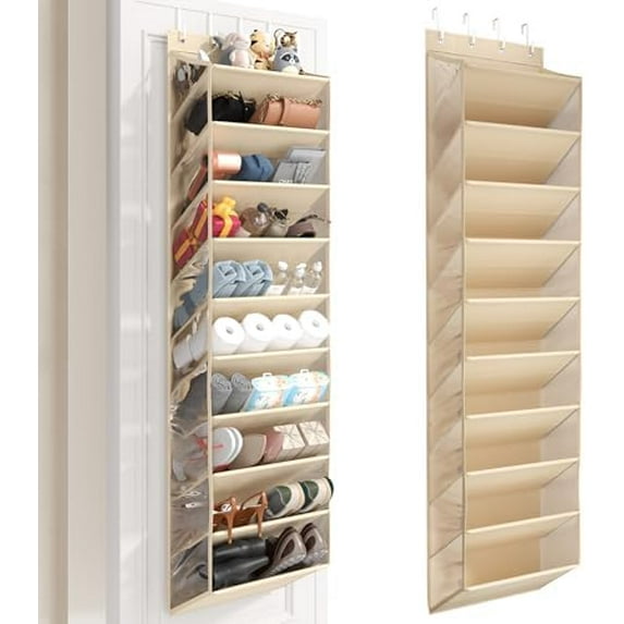 10 Tier Clear Over the Door Shoe Organizer with Deep Pockets, Door ...