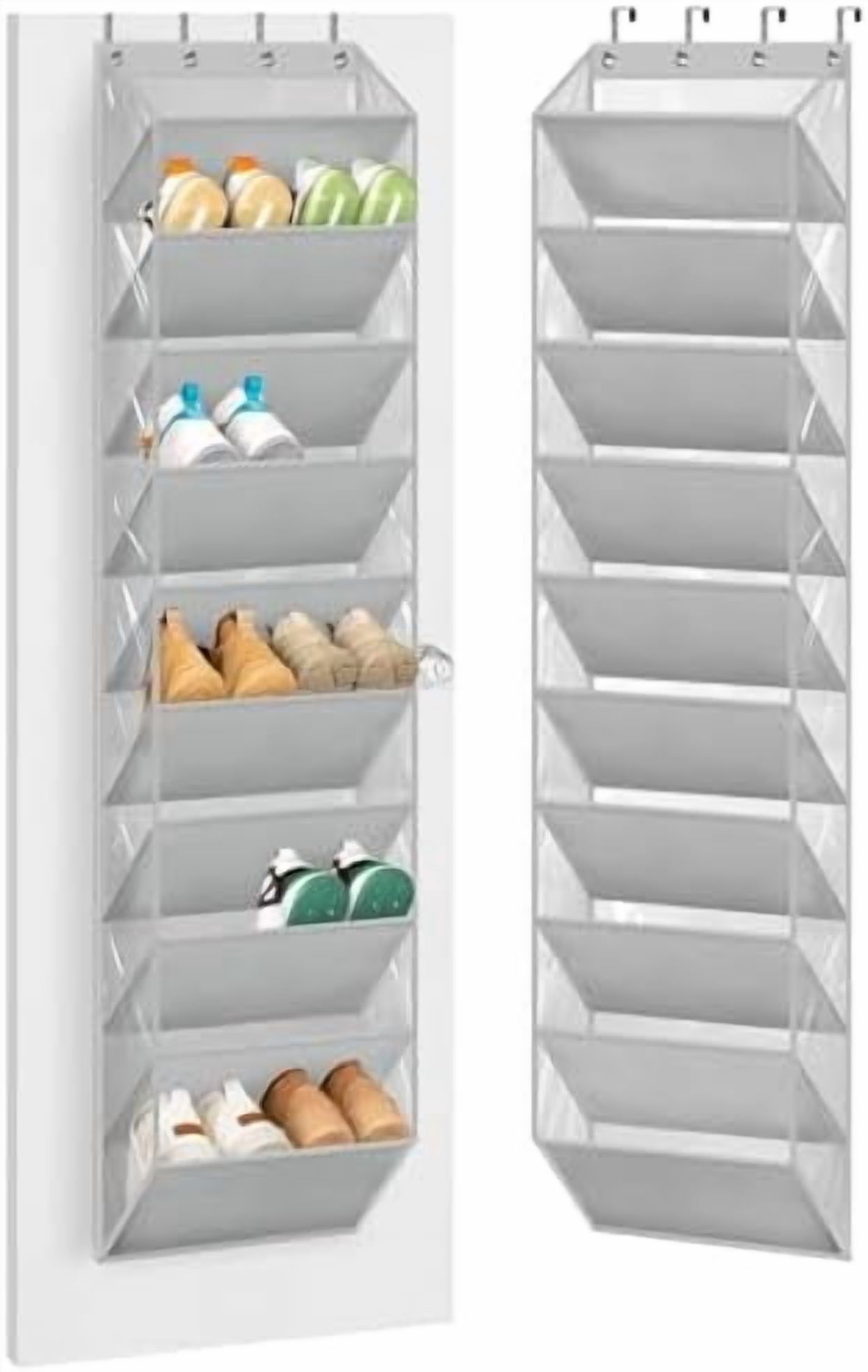 10 Tier Clear Over the Door Shoe Organizer Storage, Deep Pockets Large ...