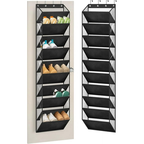 10 Tier Clear Over the Door Shoe Organizer Storage, Deep Pockets Large ...