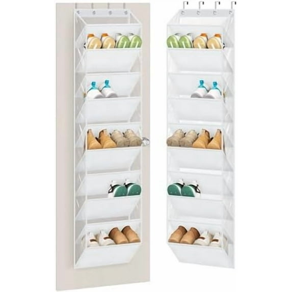 10 Tier Clear Over the Door Shoe Organizer Storage, Deep Pockets Large ...