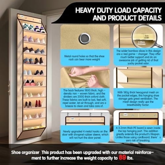 10 Tier Over The Door Organizer - Heavy Duty Hanging Storage Rack with ...