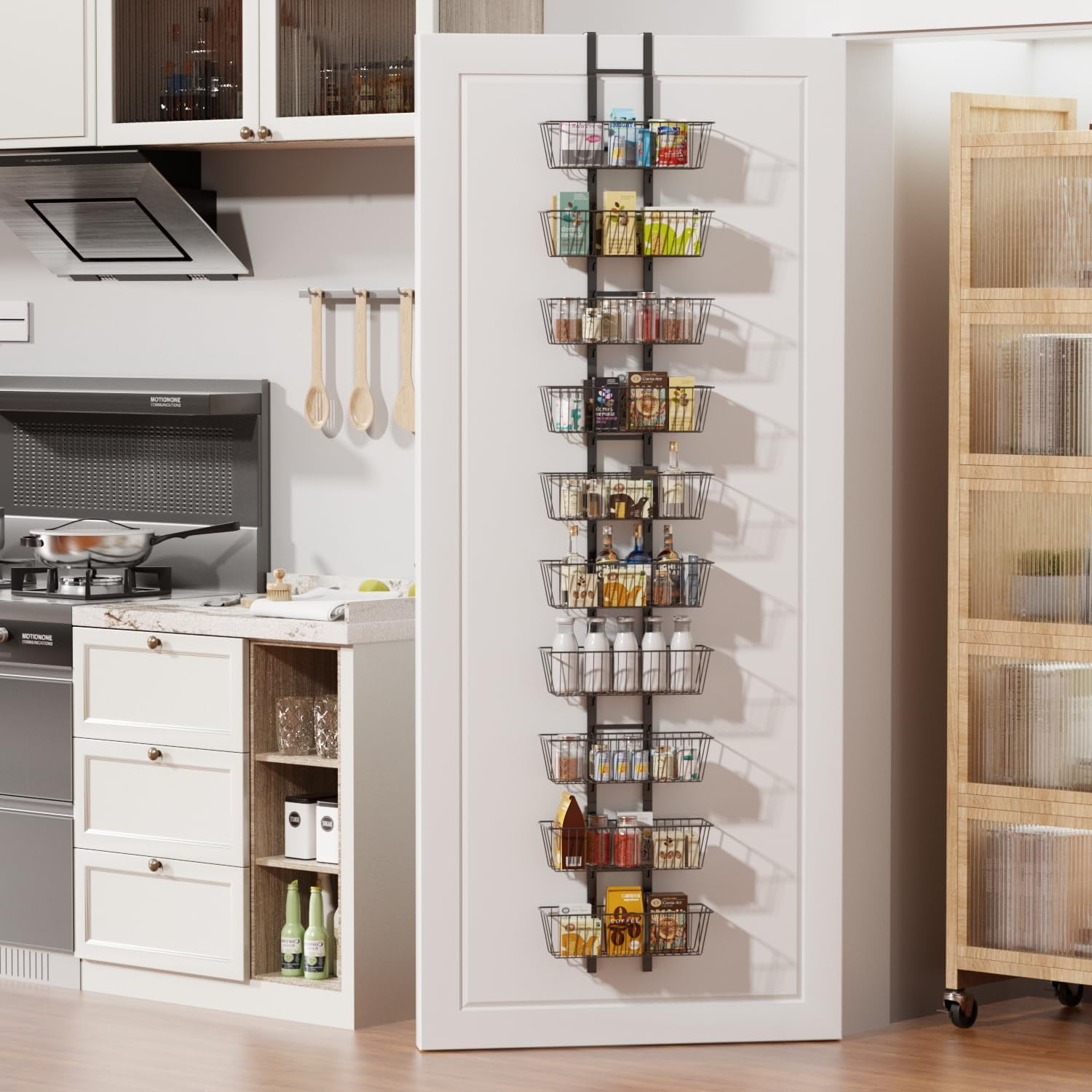 10-Tier Over the Door Pantry Organizer with Baskets, Metal Over the ...