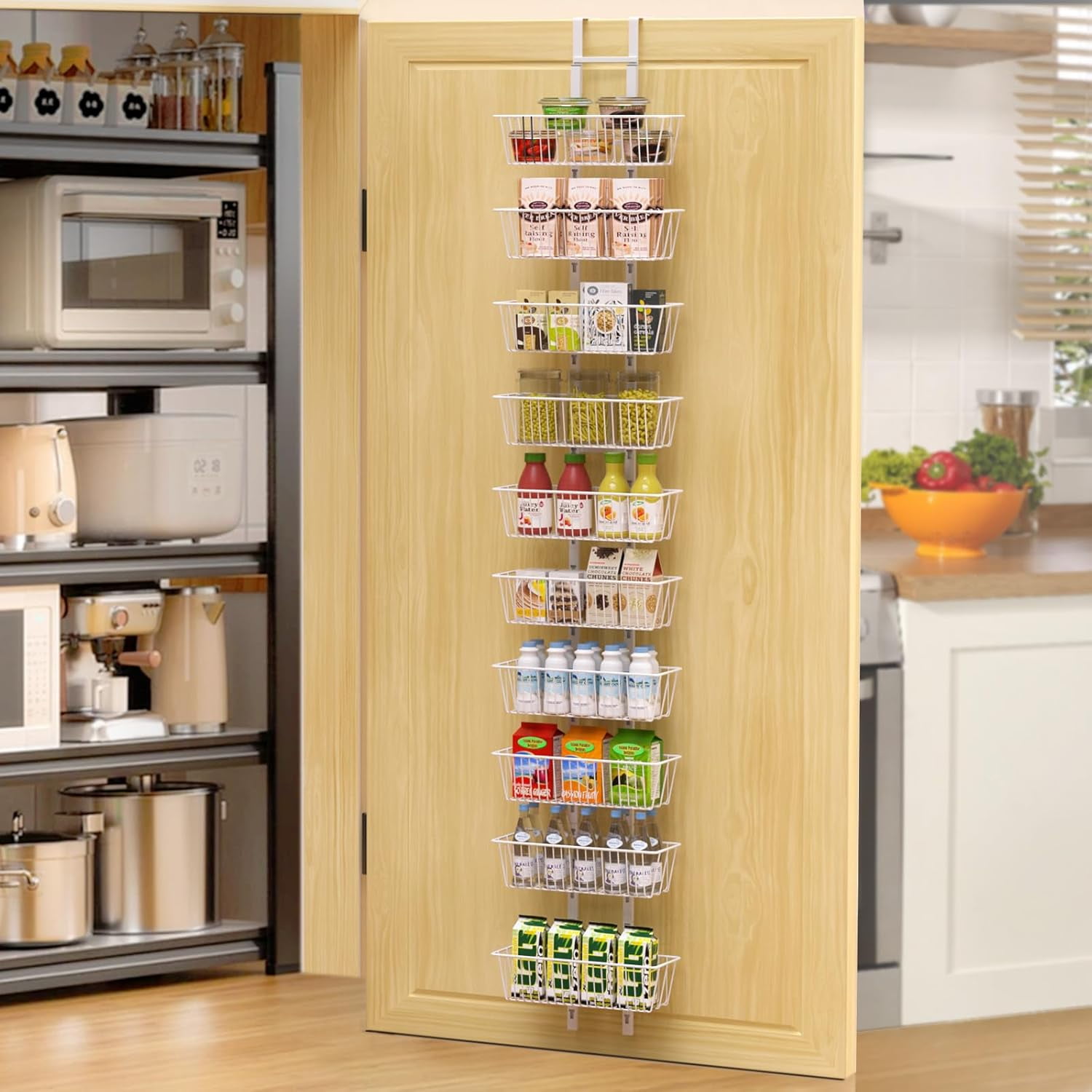 10 Tier Over the Door Pantry Organizer, Over the Door Spice Rack with ...