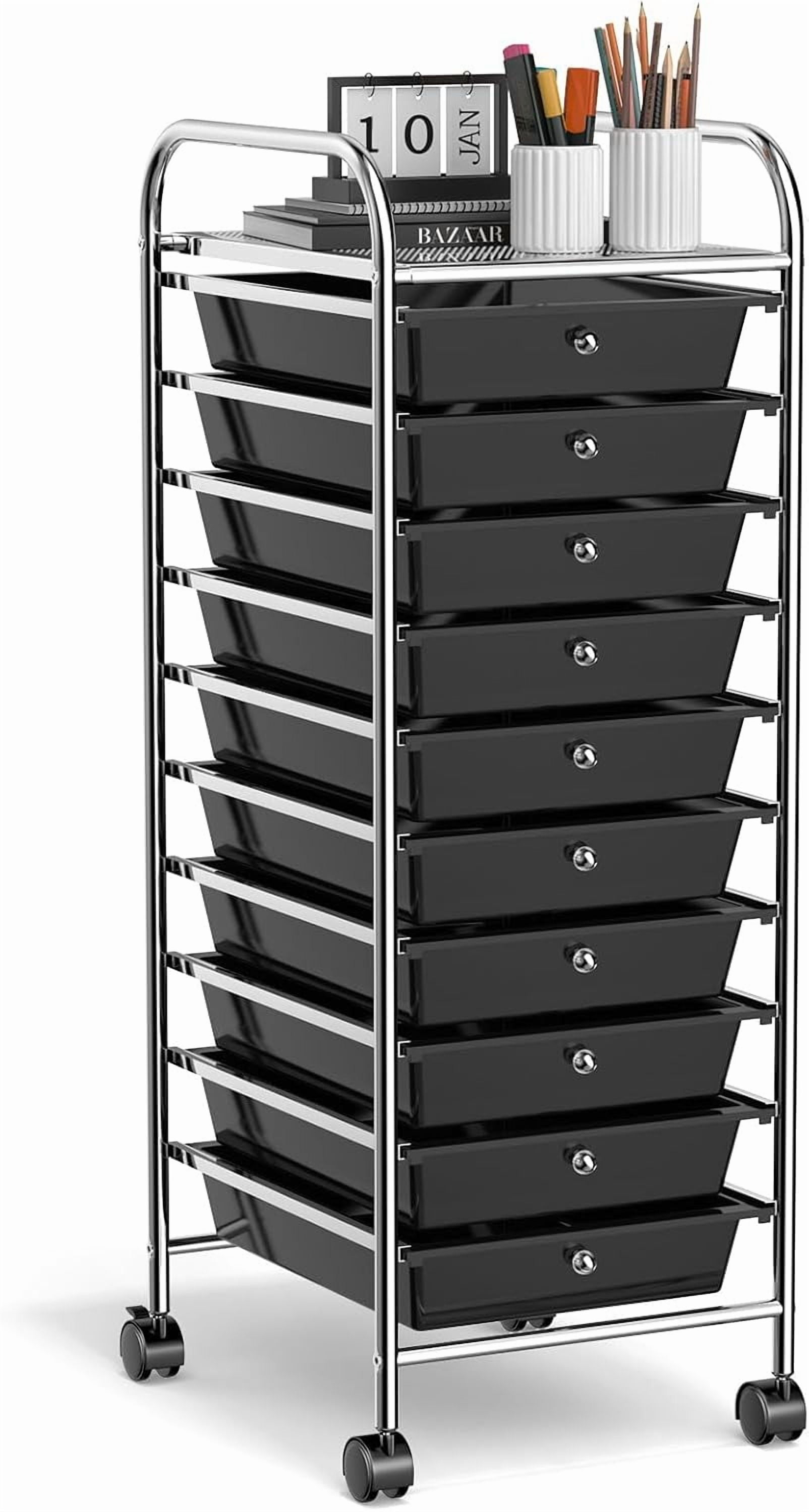 10 Tier Drawer Rolling Storage Cart, Tools Scrapbook Paper Organizer ...