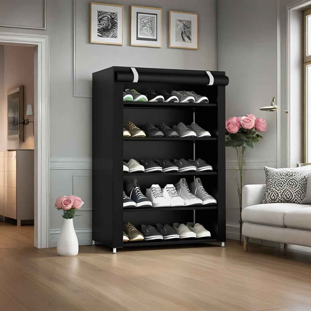 10-Tier High Capacity Shoe Rack with Dust Cover – 9-Grid Space-Saving ...