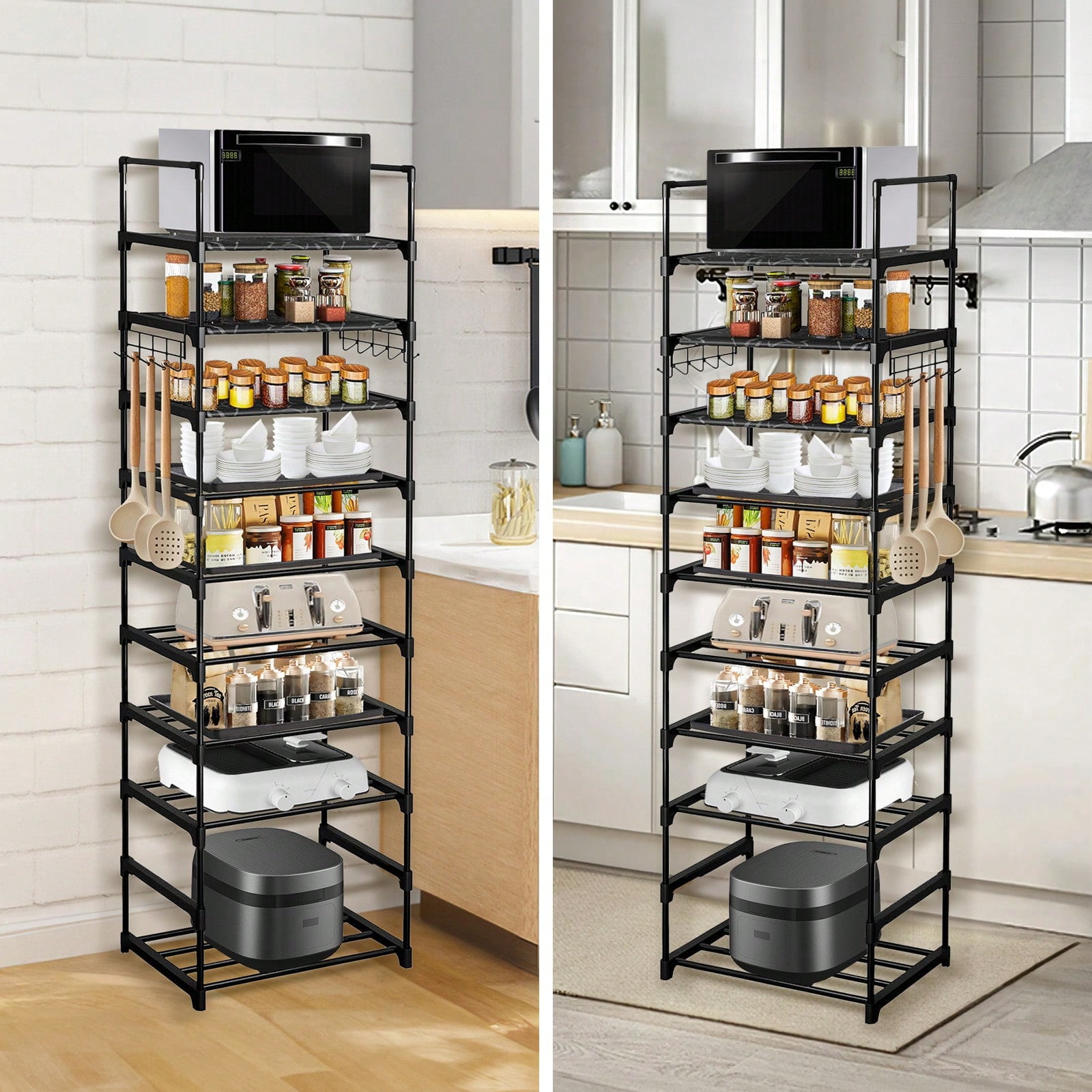 10-Tier Modular Metal Kitchen Organizer - Space-Saving Shelf For Spices ...