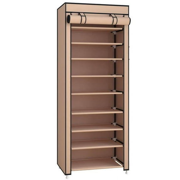 10 Tier Shoe Rack 9 Grids with Dustproof Cover,adjustable standing ...