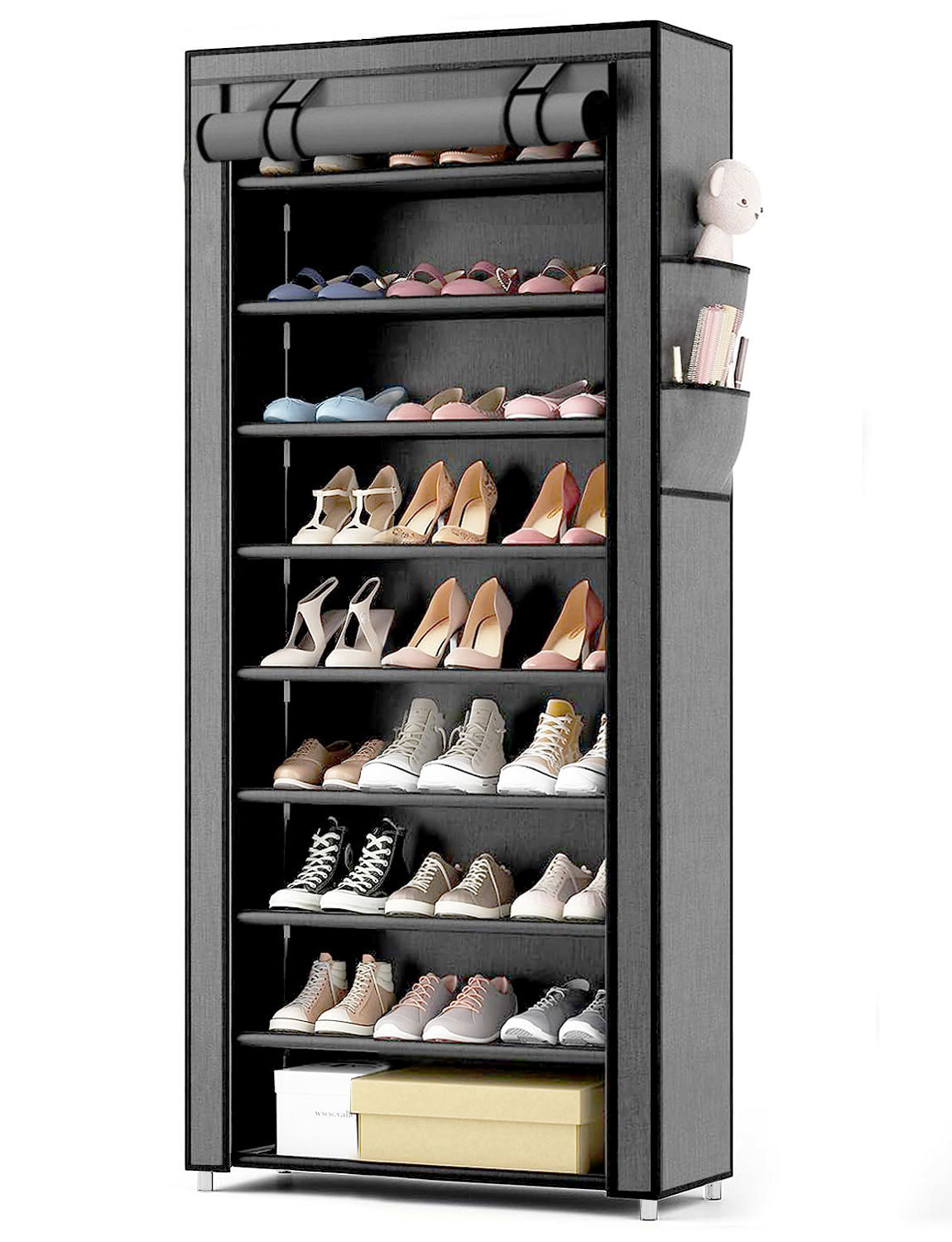 Vebreda 10 Tiers Shoe Rack with Dustproof Cover, Free Standing Shoe ...