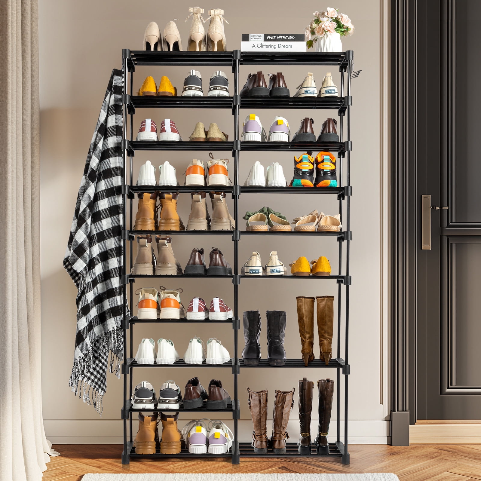 10 Tier Shoe Rack Detachable Waterproof Shoe Organizer Towe 36-40 Pairs ...