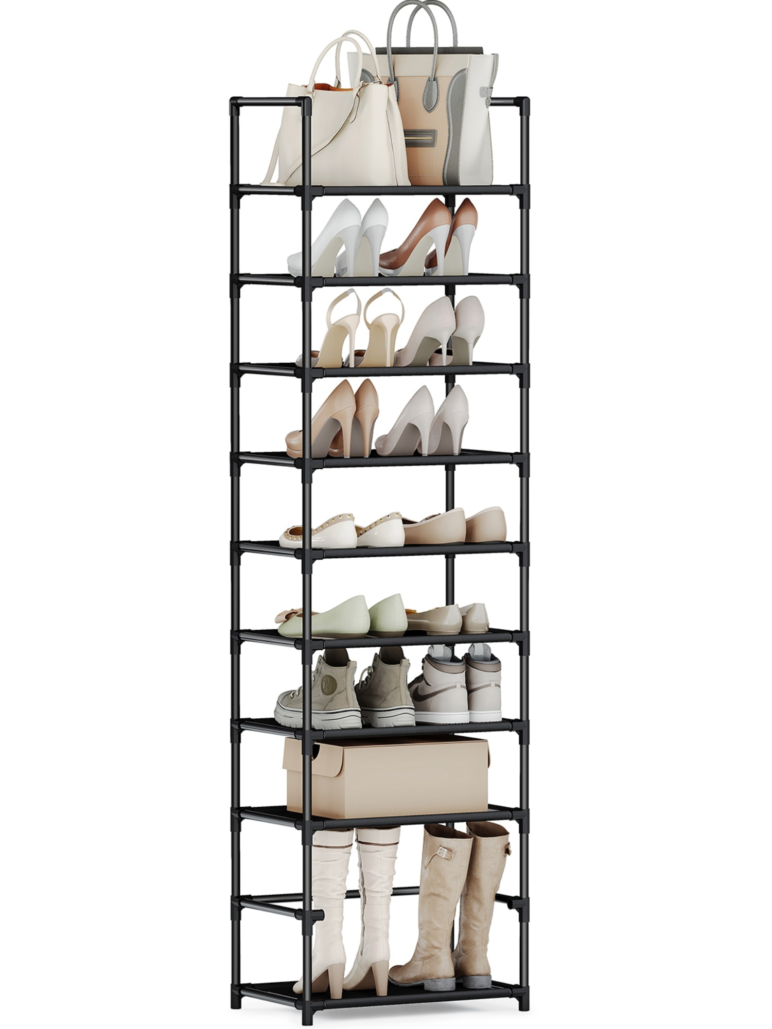 Usmixi Small Shoe Rack, Narrow Stackable Shoe Shelf Organizer for ...