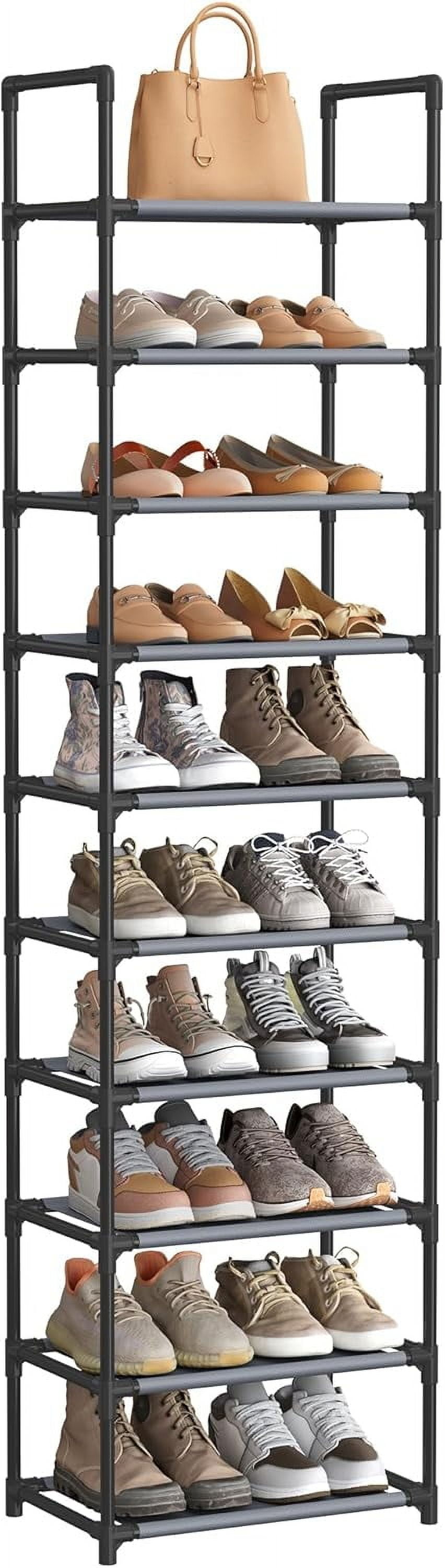 10-Tier Shoe Rack Organizer, Metal Frame with Non-Woven Fabric Shelves ...