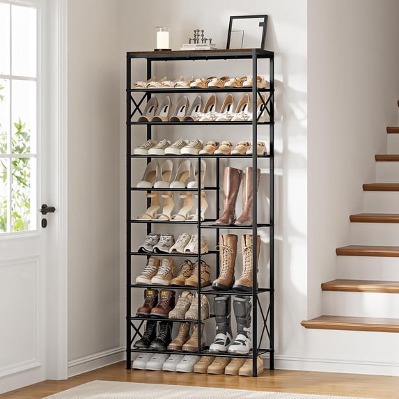 10-Tier Shoe Rack, Shoe Storage Organizer with Boots Storage, Large ...