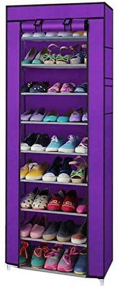 10 Tier Shoe Rack, Storage Organizer Non-Woven Fabric Cover Shoe Rack ...
