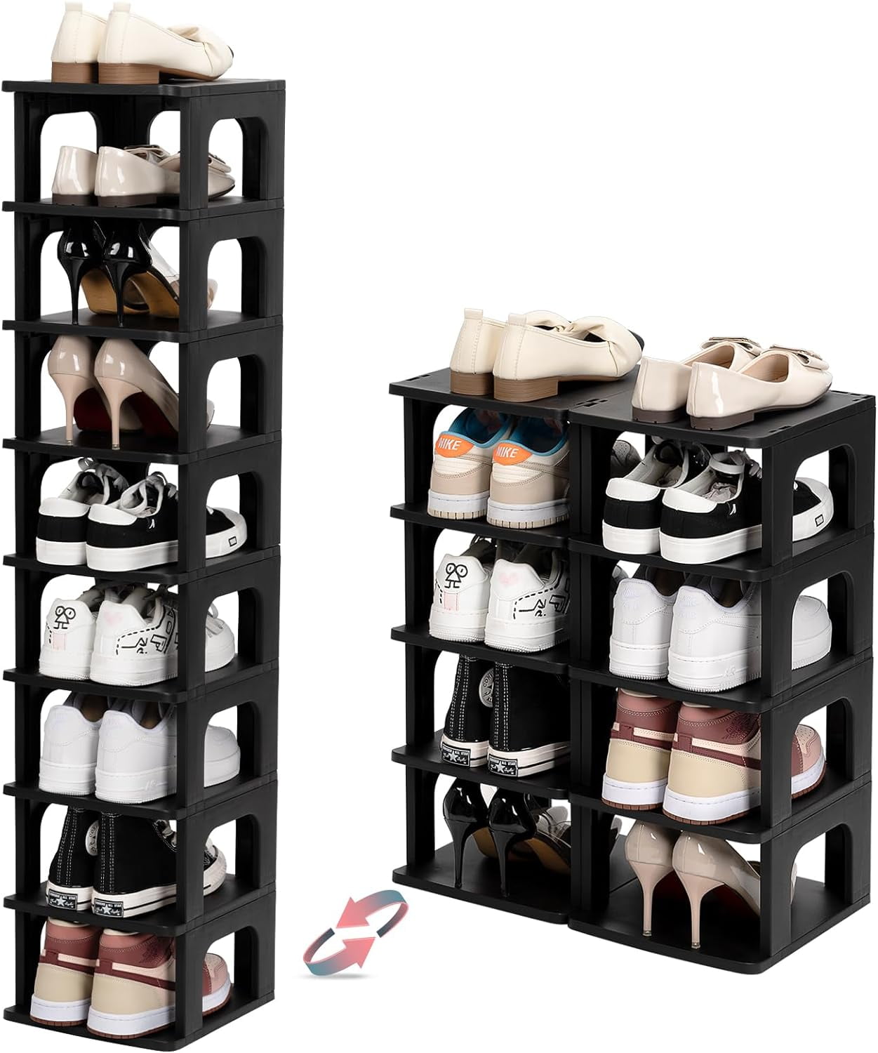 10-Tier Small Shoe Rack, Vertical Narrow Stackable Organizer with ...