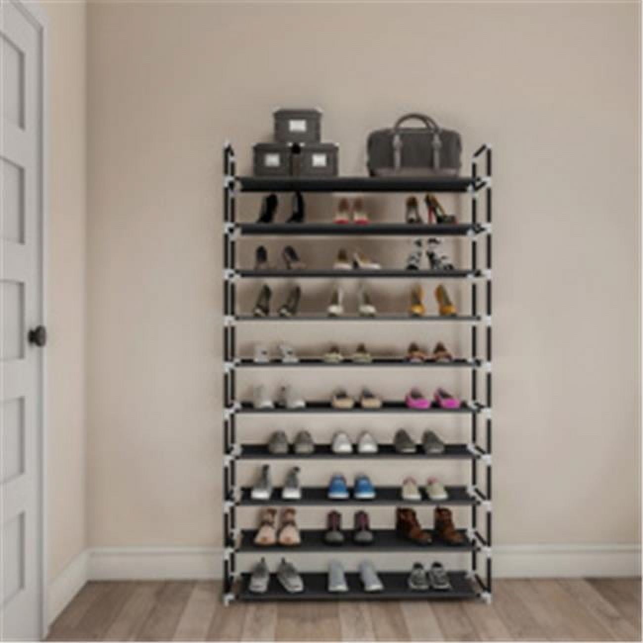 10 Tier Storage Shoe Rack - Black - Walmart.com
