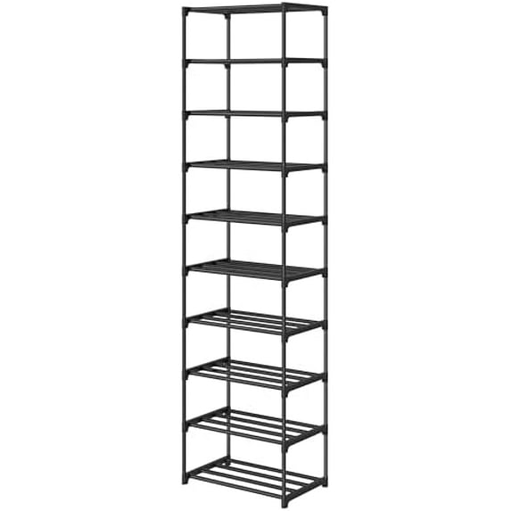 10 Tier Tall Shoe Rack, Narrow Lightweight Shoe Shelf, Compact Vertical ...
