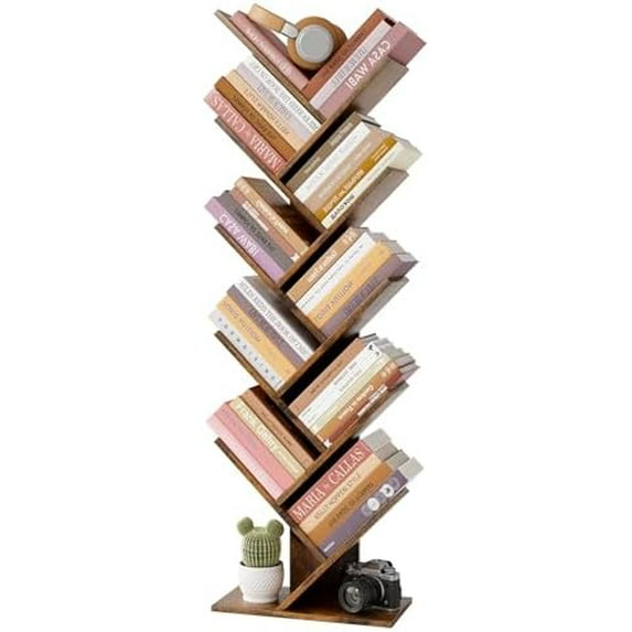 10 Tier Tree Bookshelf, 10 Shelf Bookcase, Free Standing Tree Bookcase ...