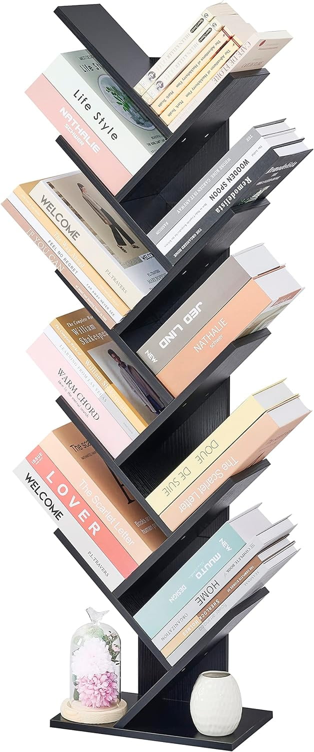 10 Tier Tree Bookshelf, 10 Shelf Bookcase, Free Standing Tree Bookcase ...