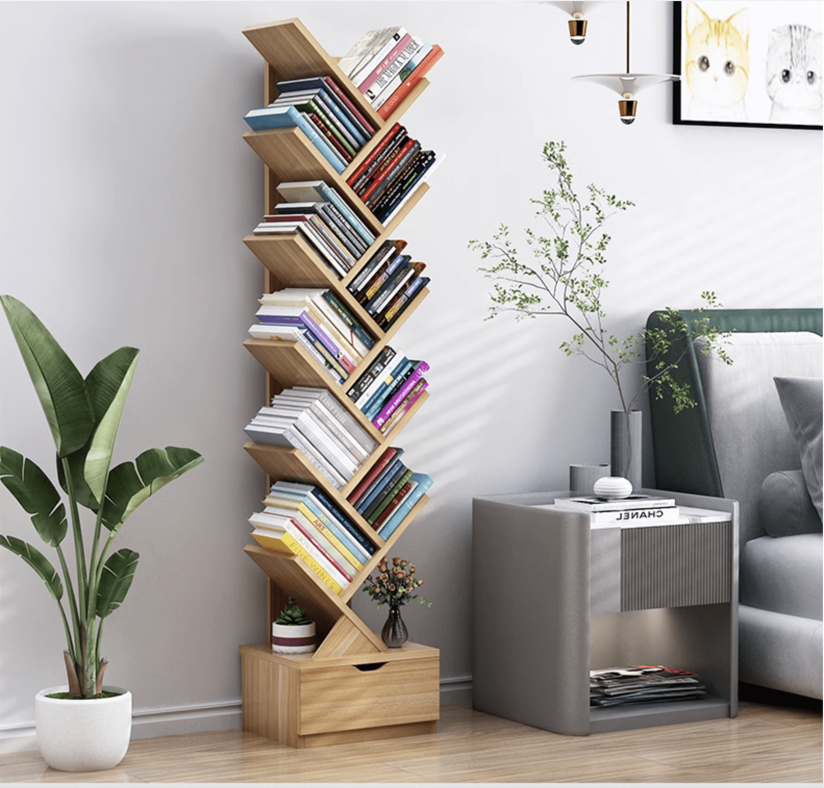 10 Tier Tree Style BookShelve, Free Standing Book Shelve, MultiPurpose ...