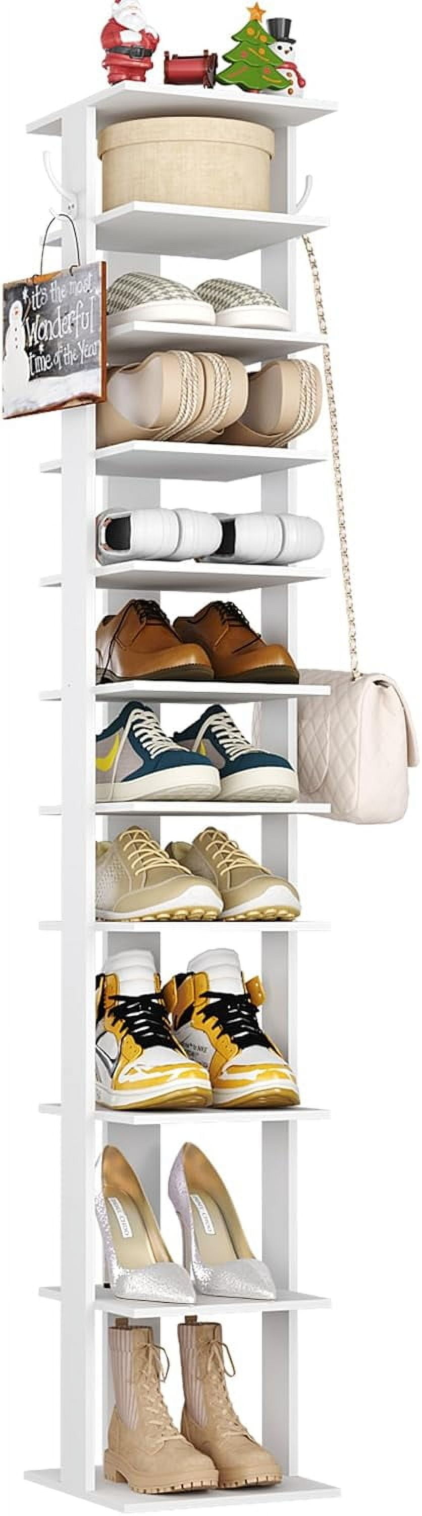 10-Tier Vertical Shoe Rack, Corner Shoe Tower, Slim Shoe Organizer with ...