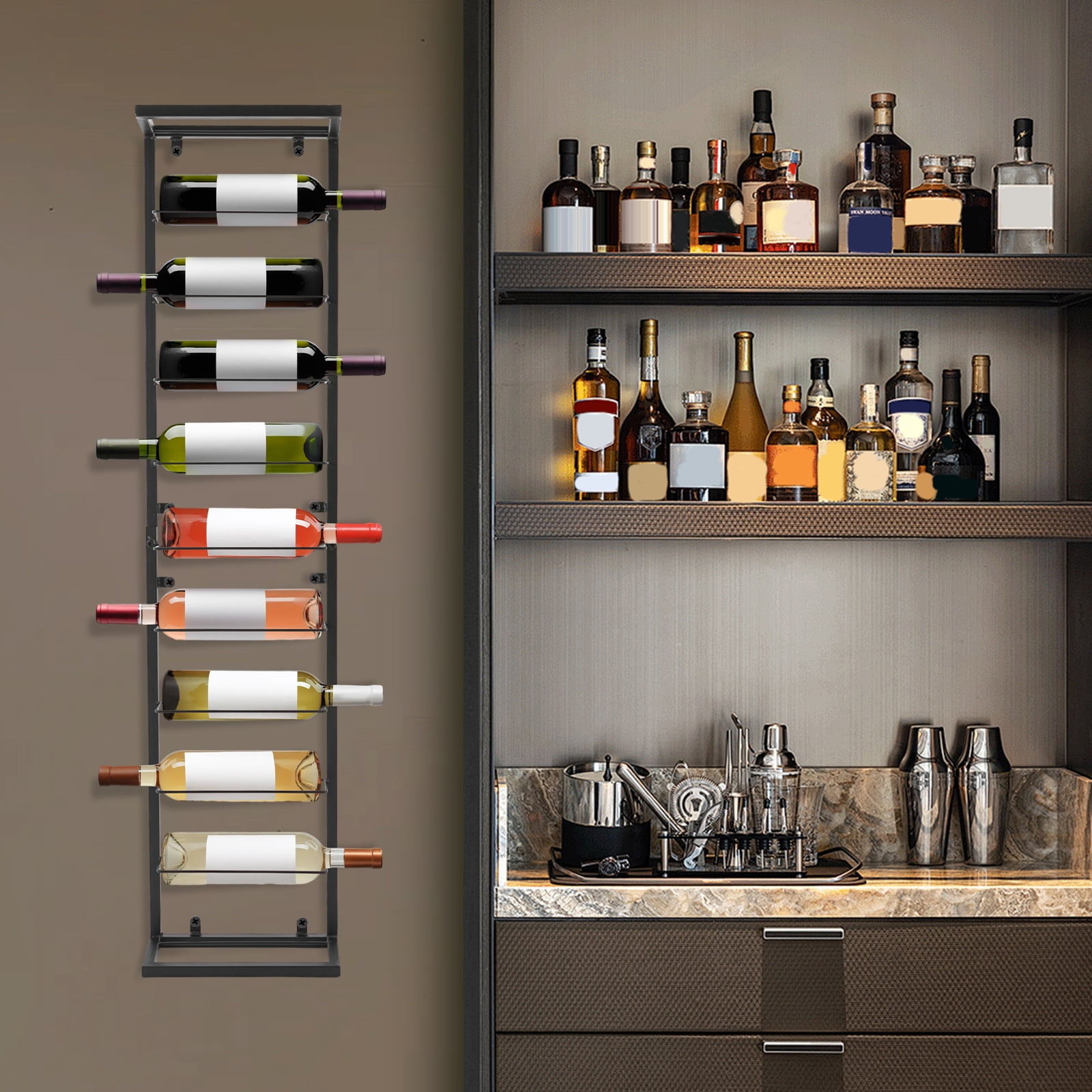 10-Tier Wine Rack Glass Bottles Holder Drink Cabinet Shelf for Cellars ...