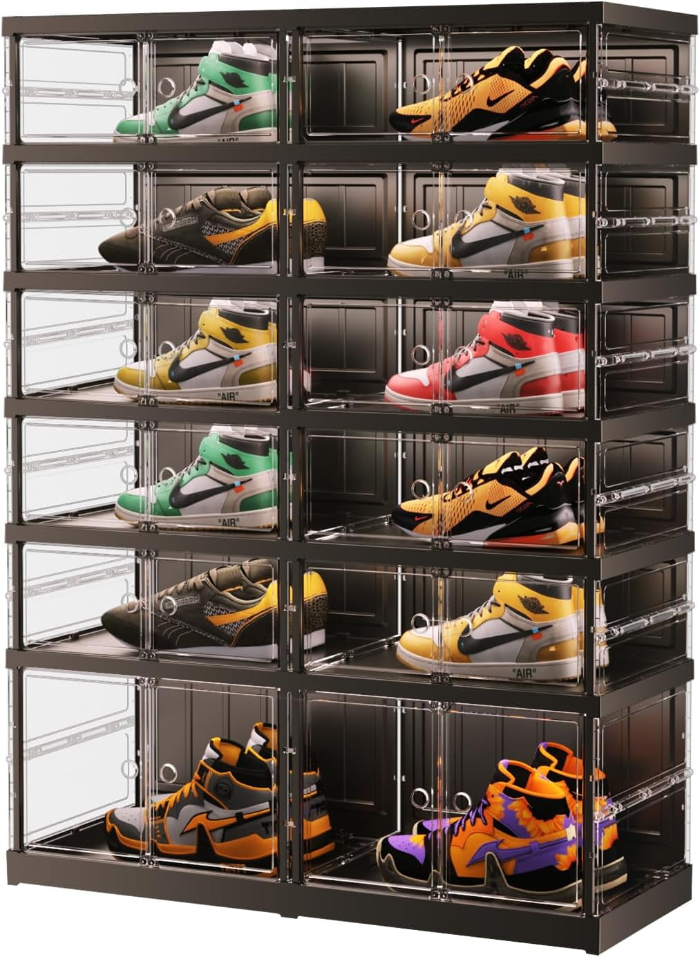 10 Tiers 20-40 Pairs Foldable Shoe Boxes Large Plastic Shoe Storage ...