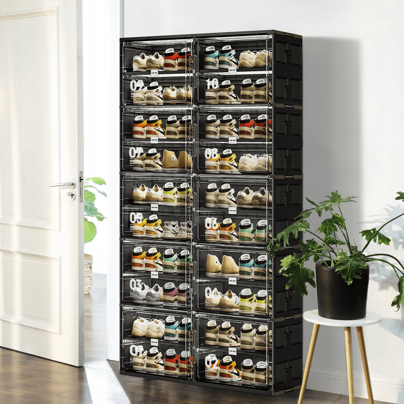 10 Tiers 40 Pairs Hard Plastic Shoe Storage Organizer Cabinet for ...